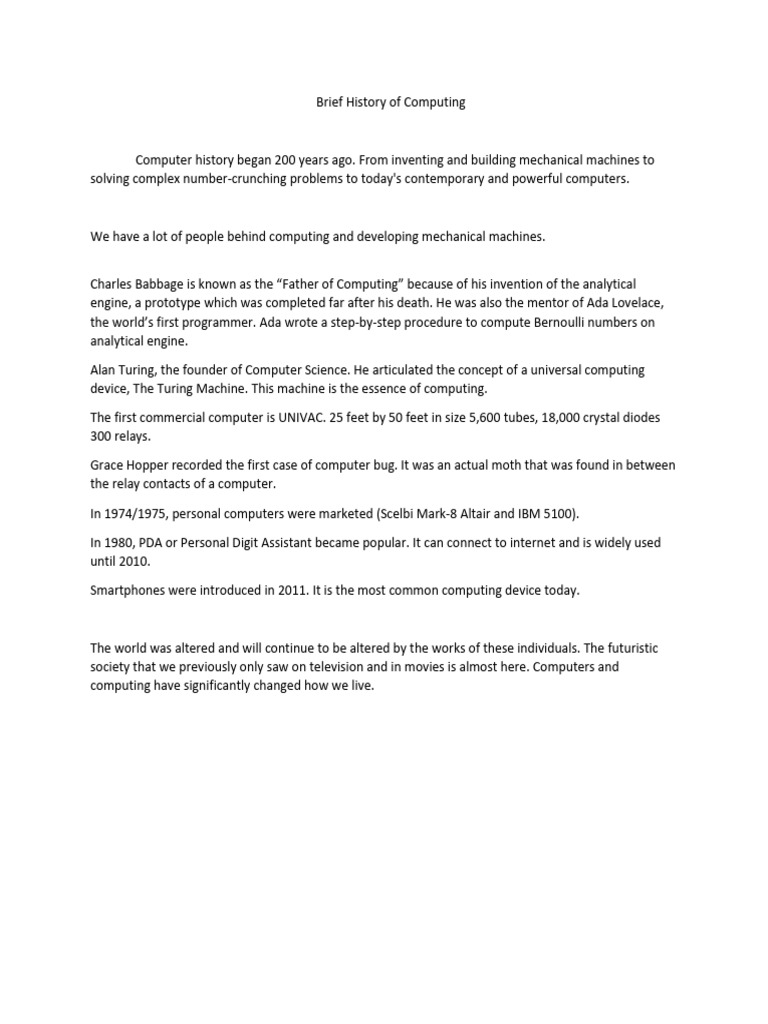 Brief History of Computing | PDF