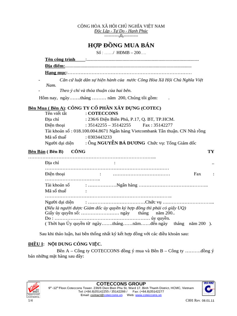 Hop Dong Mua Ban | PDF