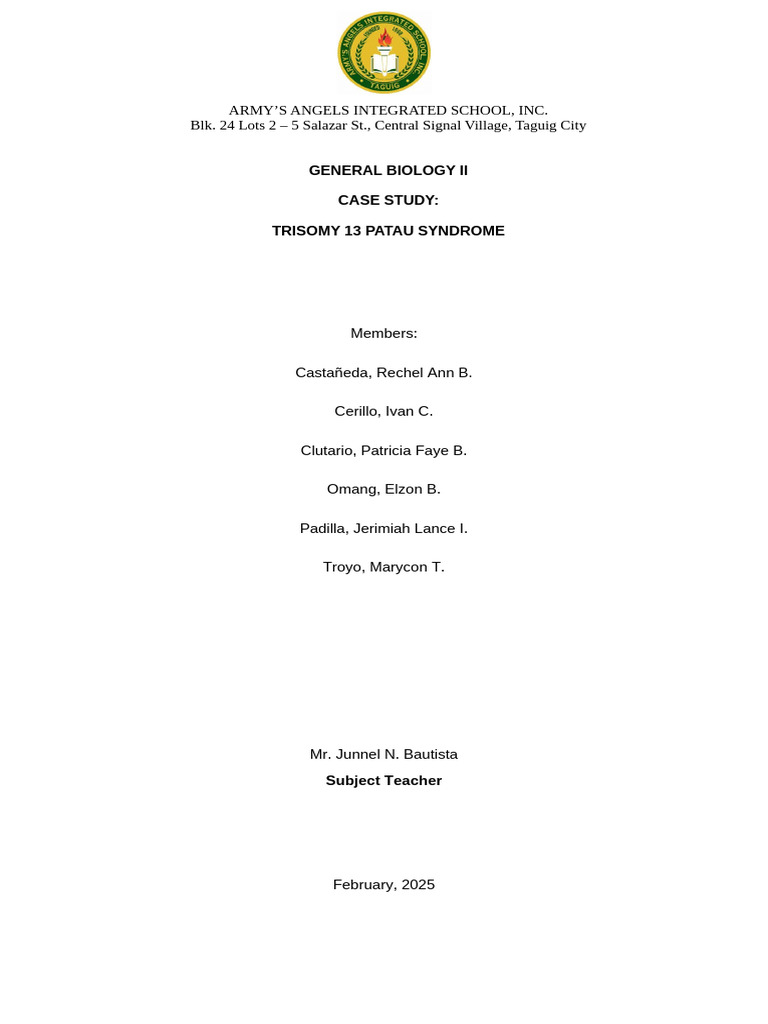 Case Study Bio | PDF | Diseases And Disorders | Medical Specialties