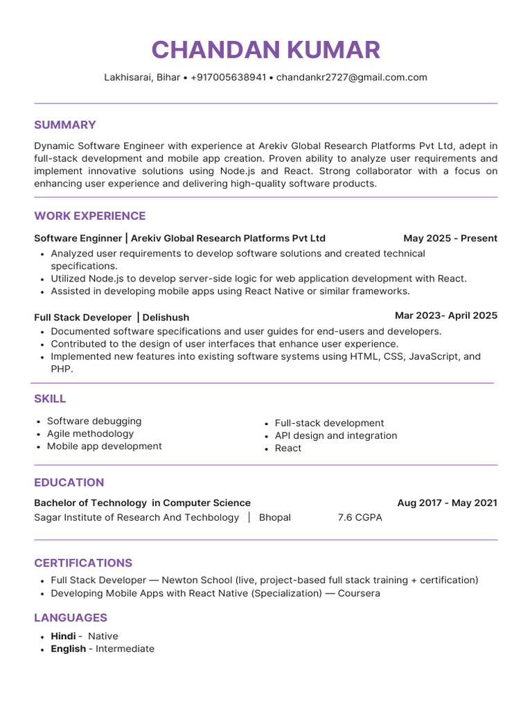 Chandan Kumar Resume | PDF