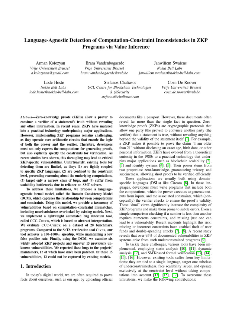 Language-Agnostic Detection of Computation-Constraint Inconsistencies in ZKP Programs Via Value ...