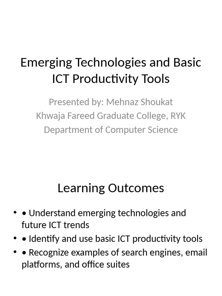 Emerging ICT Technologies & Tools Guide | PDF | Microsoft Office | Software