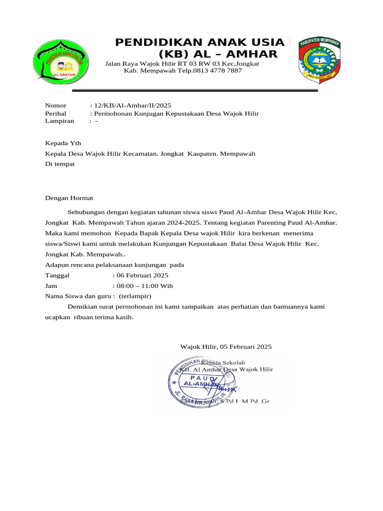 Kunjungan Kegiatan Paud Al-Amhar 2025 | PDF