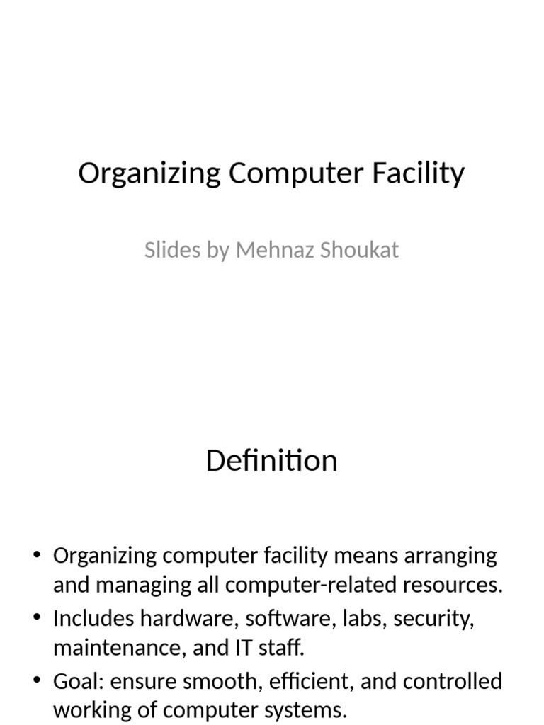 Organizing Computer Facility Types and Management | PDF