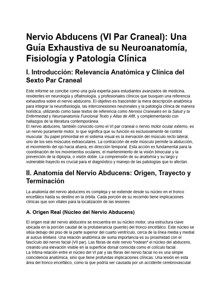 Guía Completa del Nervio Abducens VI | PDF | Sistema nervioso | Cabeza ...