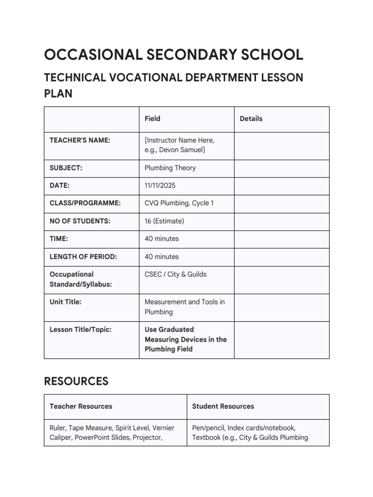 Make A Lesson Plan With The Same Format To The At... | PDF ...