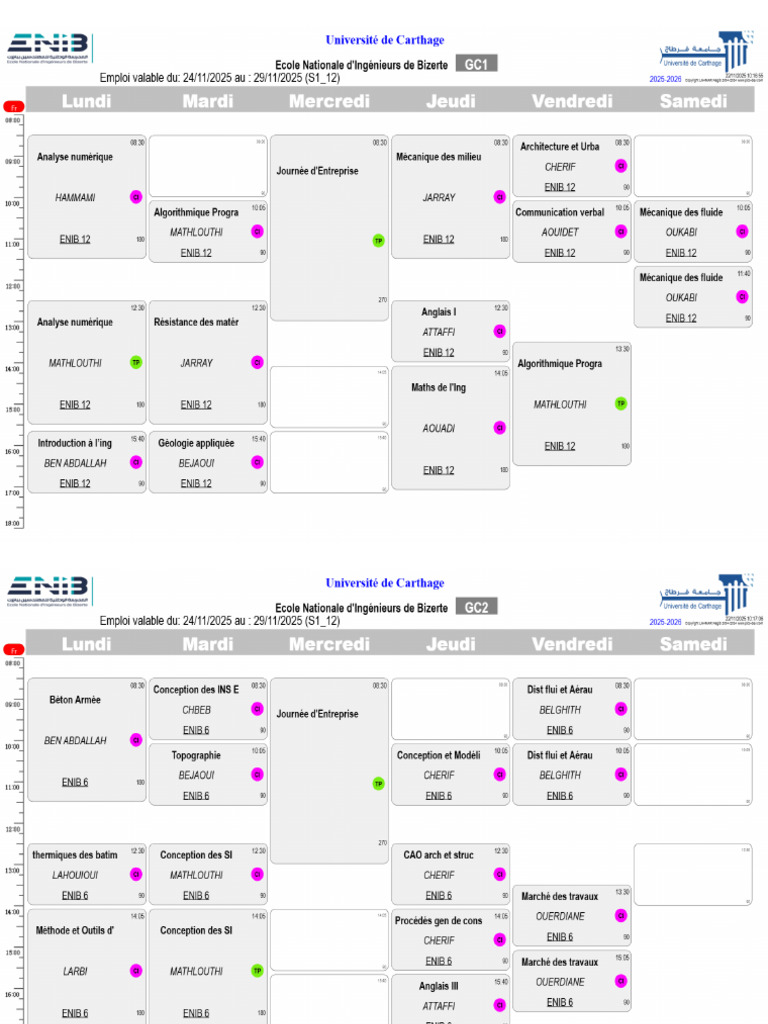Emplois Classes s1 - 12 | PDF