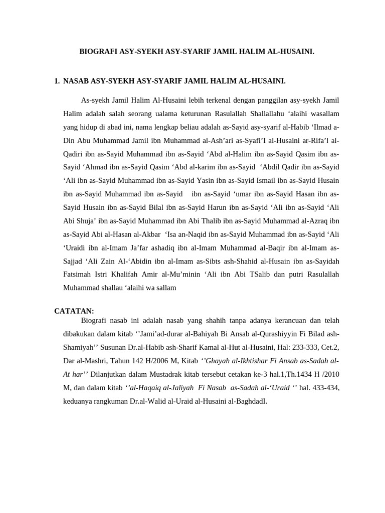 Biografi Asy-Syekh Jamil Halim Al-Husaini | PDF
