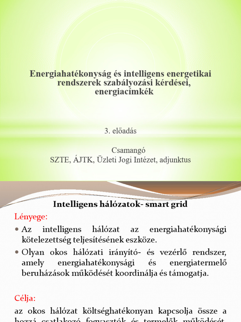 3. Előadás Energiahatékonyság, Intelligens r, Energiacímke | PDF