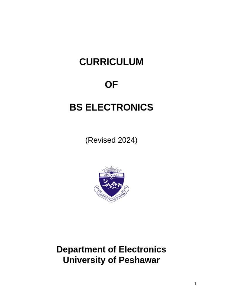Curriculum of BS Electronics Program 2024 - Approved in 101st Meeting ...