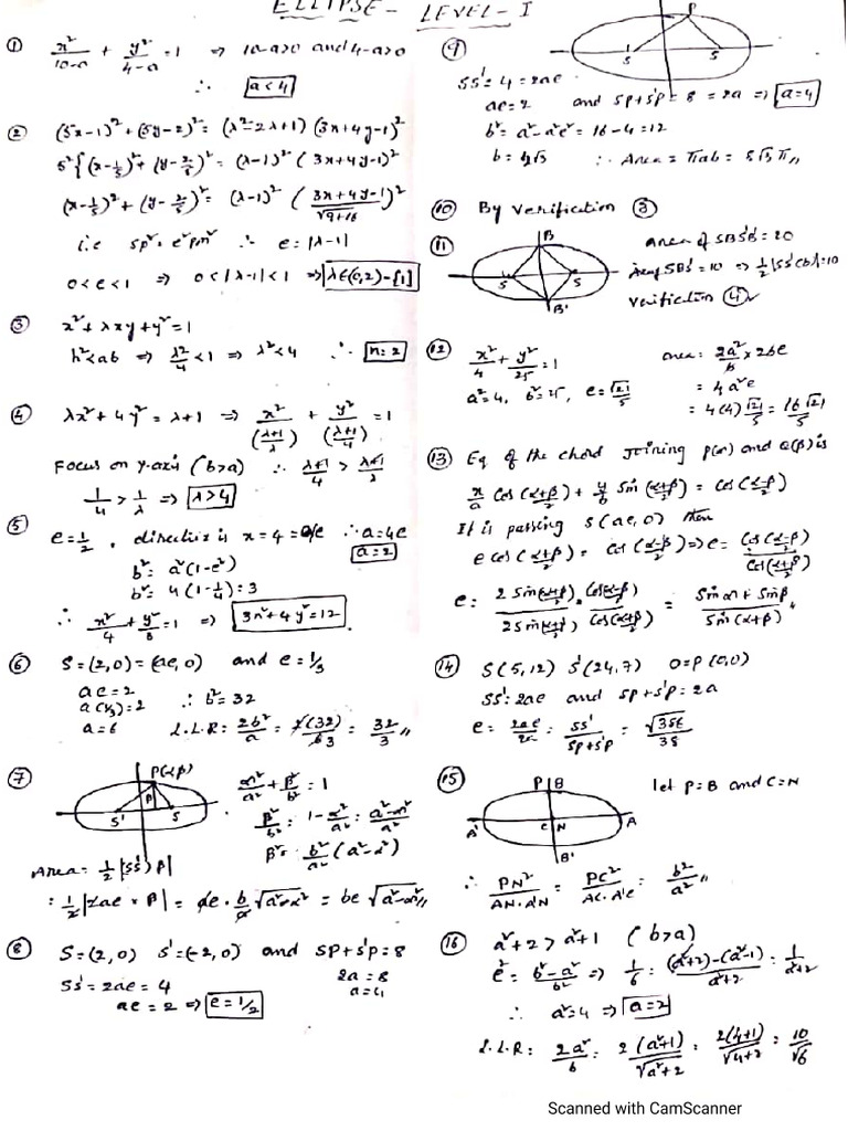 Ellipse (Advanced Material) Solutions | PDF