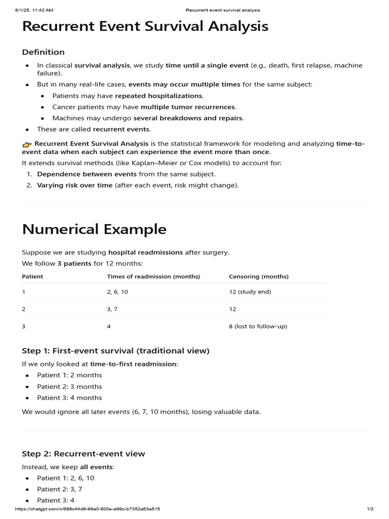 Definition and Example - Recurrent Event Survival Analysis | PDF ...