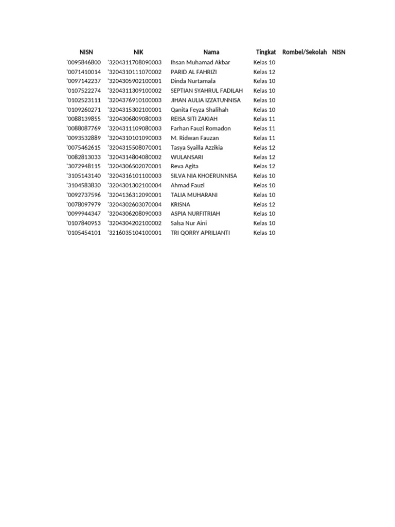 Data Siswa Perbaikan | PDF
