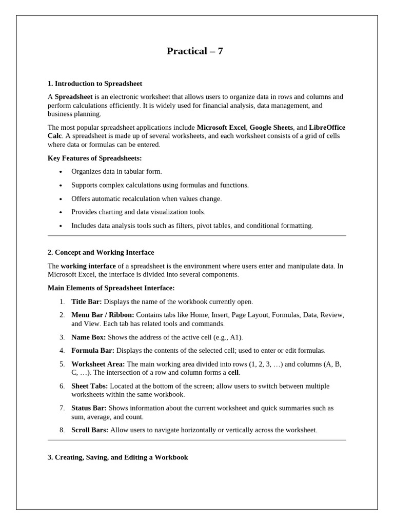 Lab Practical 7 | PDF | Spreadsheet | Microsoft Excel