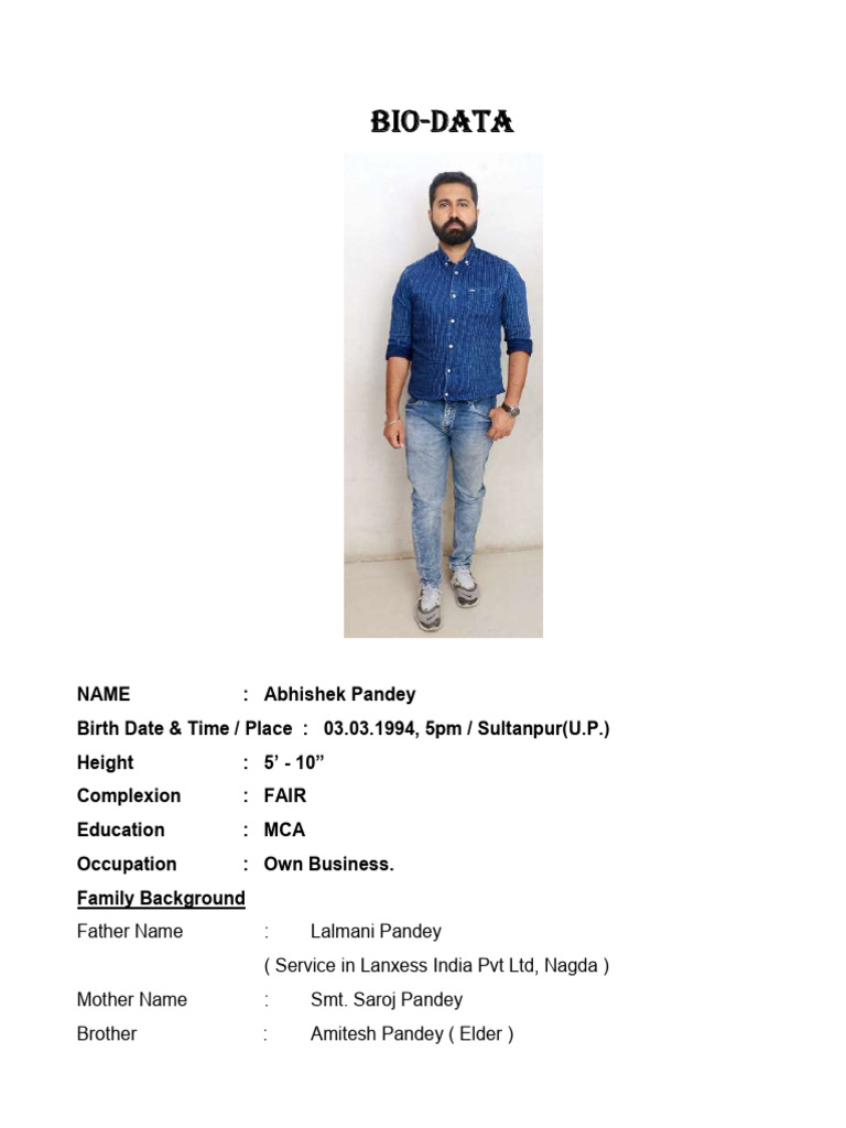 Abhishek Bio Data | PDF