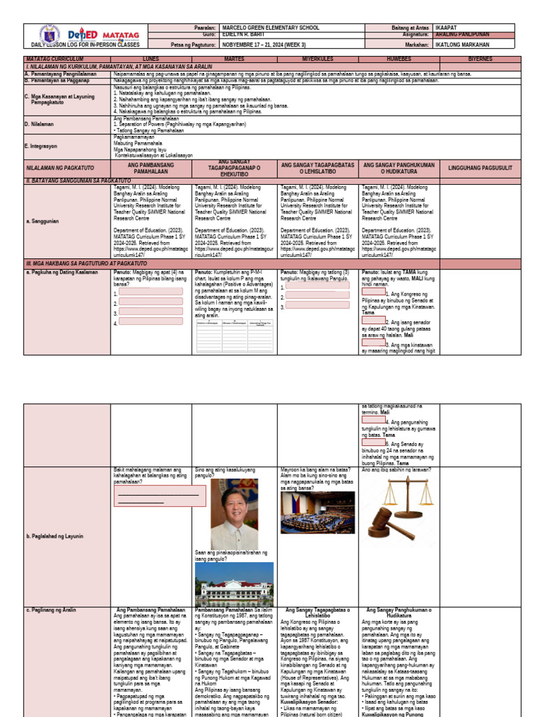 g4q3w3 DLL AP (Matatag) @sir Ims | PDF