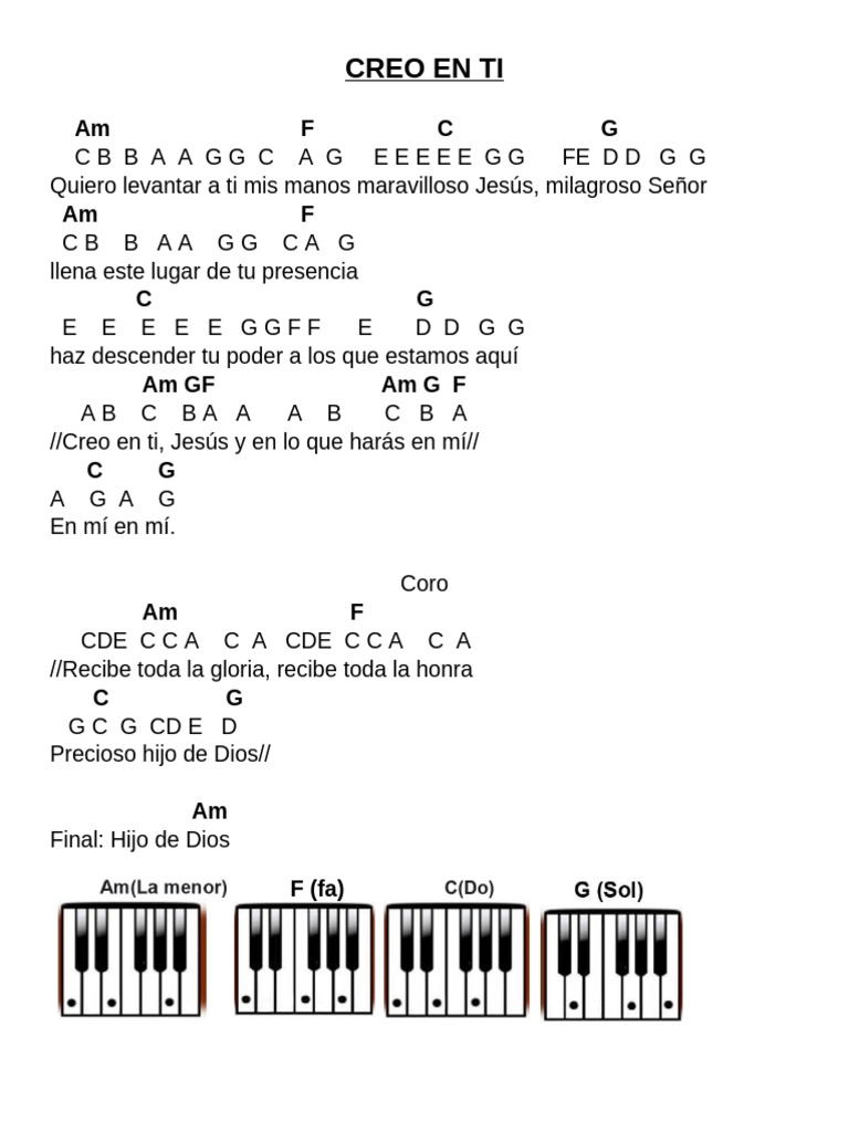 Letra de "Creo en Ti" - Canción Cristiana | PDF