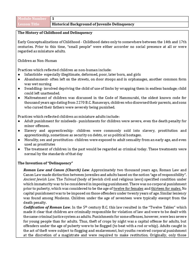 Module 1 | PDF | Juvenile Delinquency | Crimes
