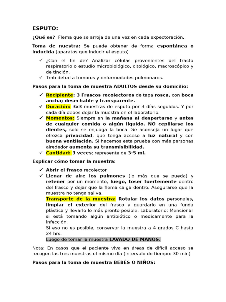 Guía para la Toma de Muestra de Esputo | PDF | Tuberculosis ...