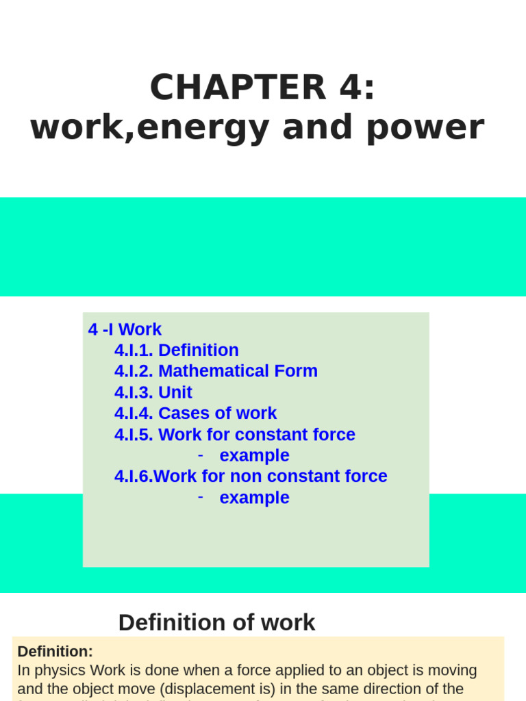 CHAPTER 4 - Work, Energy and Power | PDF | Force | Euclidean Vector
