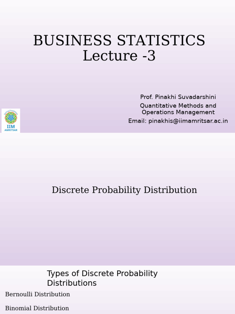 Business Statistics Lecture 3 | PDF | Probability Distribution ...