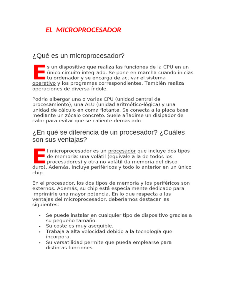 El Microprocesador | PDF