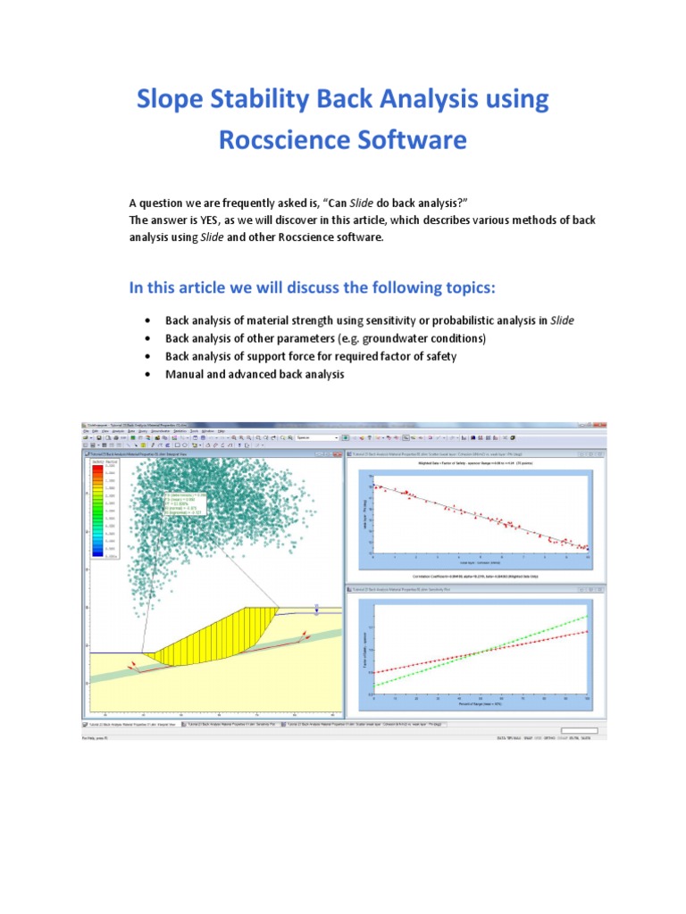Slope Stability Back Analysis Methods Using Rocscience Software | PDF | Sensitivity Analysis ...