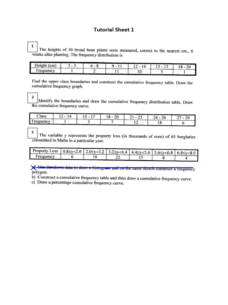 Business Statistics 1 - Tutorial Sheet 1-3 | PDF