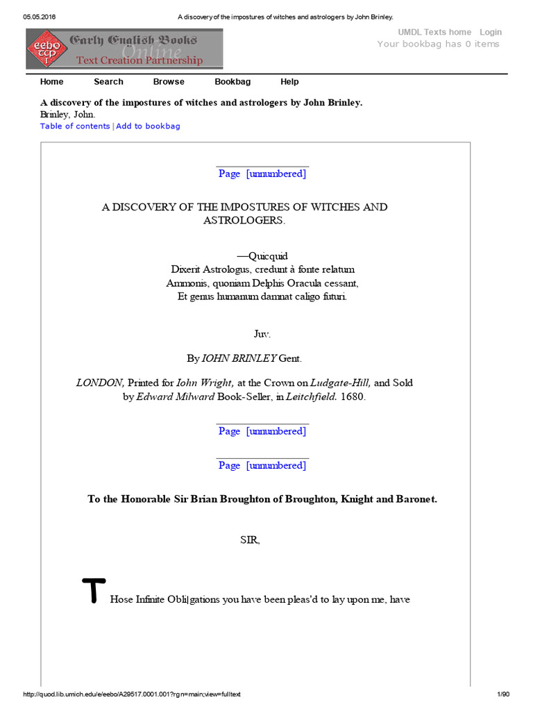 A Discovery of the Impostures of Witches and Astrologers by John Brinley | PDF | Devil | Witchcraft