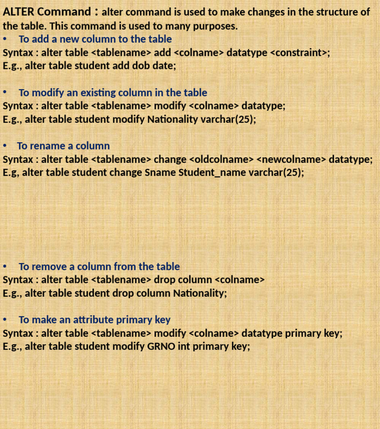 Alter Table Command | PDF