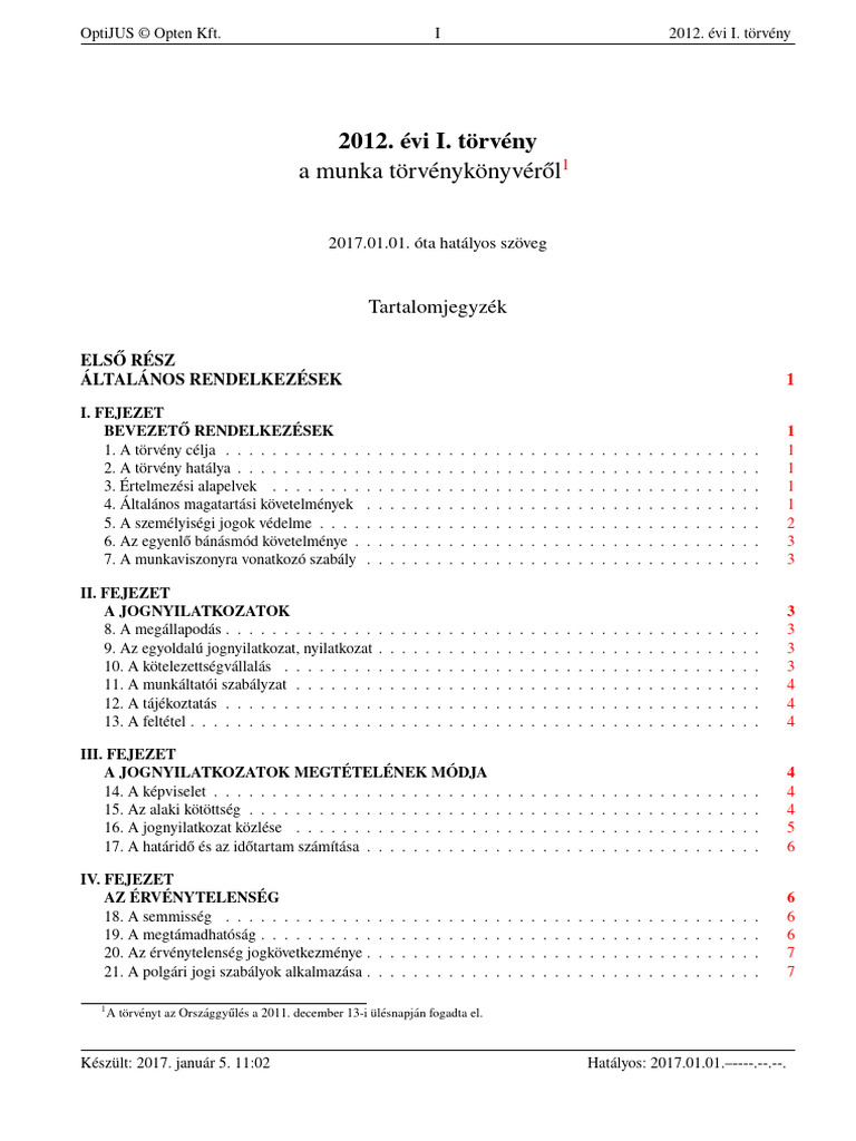 Munka Torvenykonyve 2017 | PDF