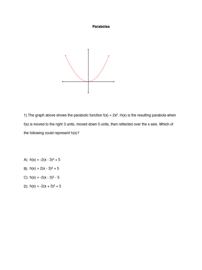 Parabolas Exercises | PDF
