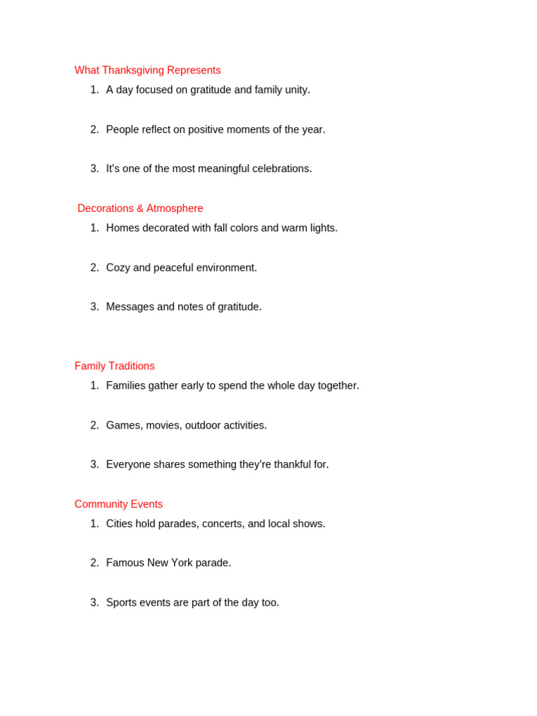 What Thanksgiving Represents | PDF