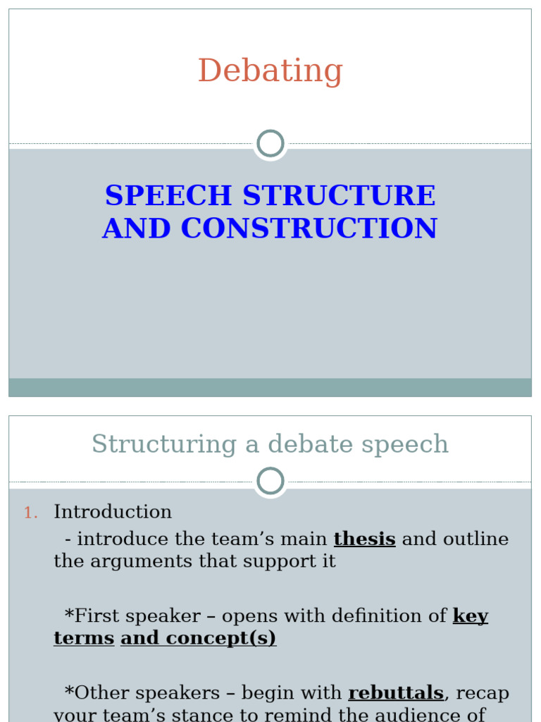 Structuring a Debate Speech Guide | PDF | Human Communication