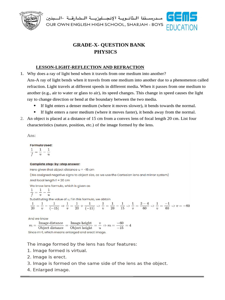 GR 10 Physics Half Yearly Important Worksheet | PDF | Electric Current ...