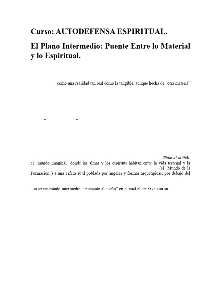 El Plano Intermedio - Curso de Autodefensa Psicoespiritual (1) | PDF | Chamanismo | Carl Jung