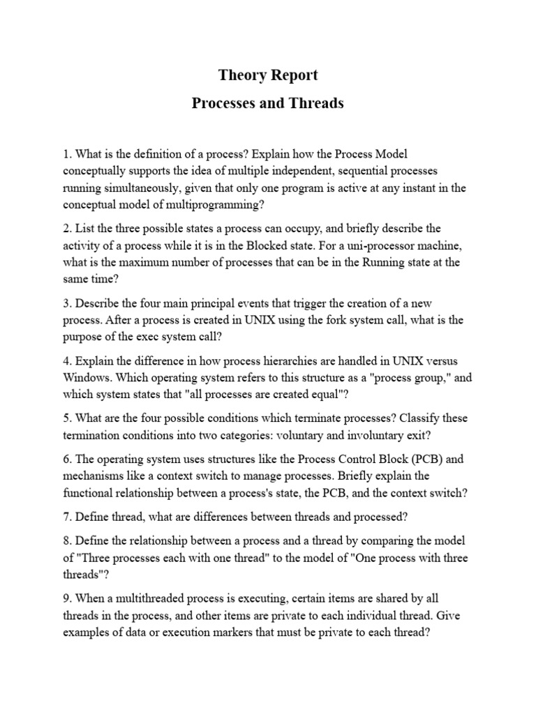 Theory Report Processes Thread | PDF