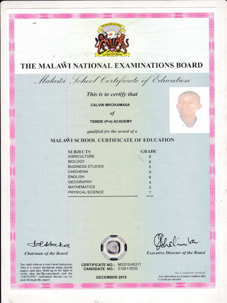 Personal Upload - Dpe-2025!04!9 - 09!38!06 Msce Certificate | PDF