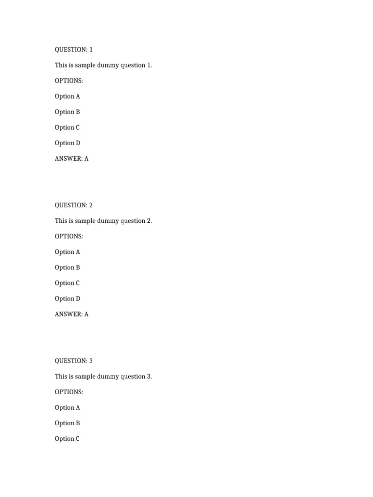Sample Dummy Questions and Answers | PDF