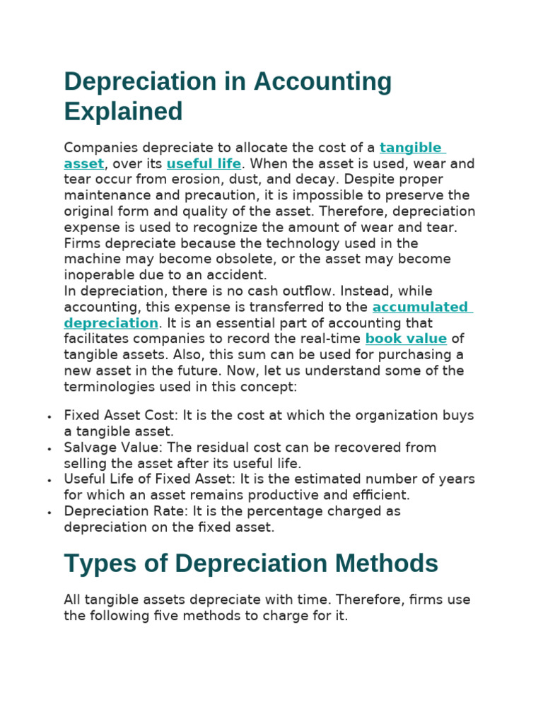 Understanding Depreciation Methods in Accounting | PDF | Depreciation ...