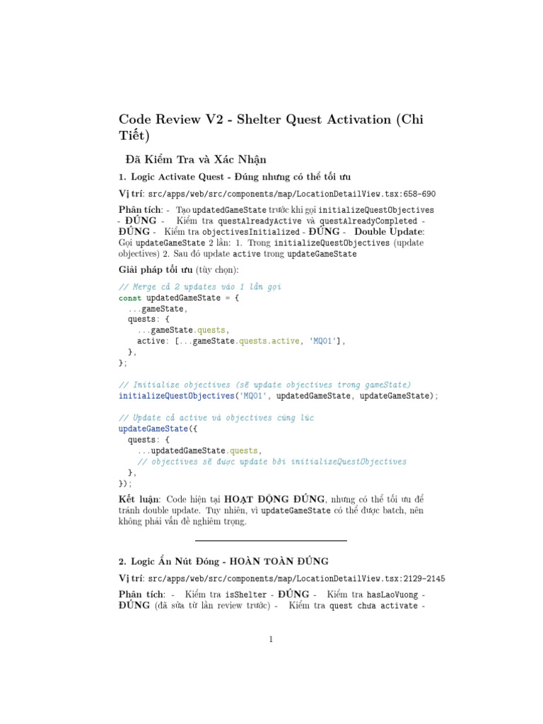 Code Review Shelter Quest v2 | PDF