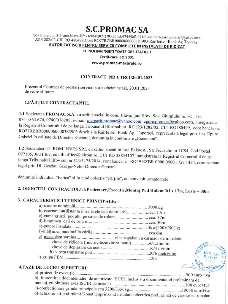 Contract Semnat de Utiriom 20.01.2023 | PDF