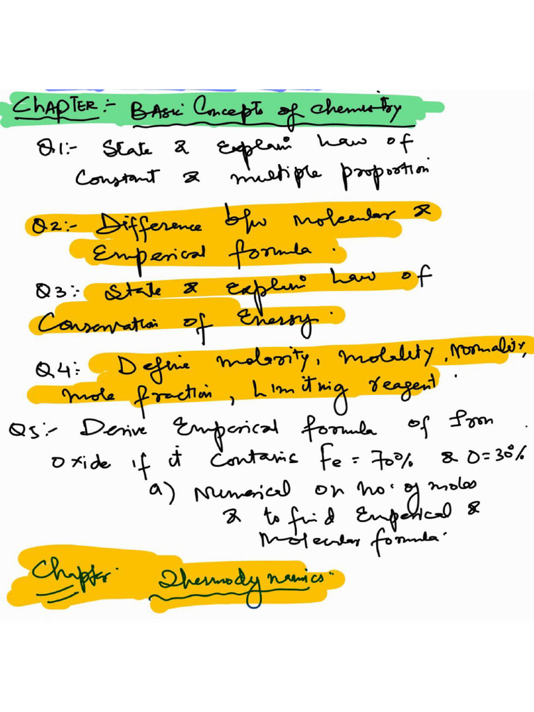 Class11th Guess Paper Chemistry 2025 | PDF