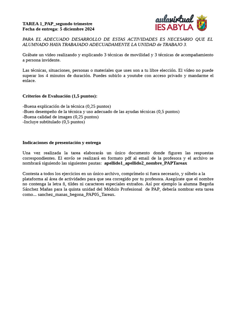 Tarea Primertrimestre PAP 2425 Logo | PDF