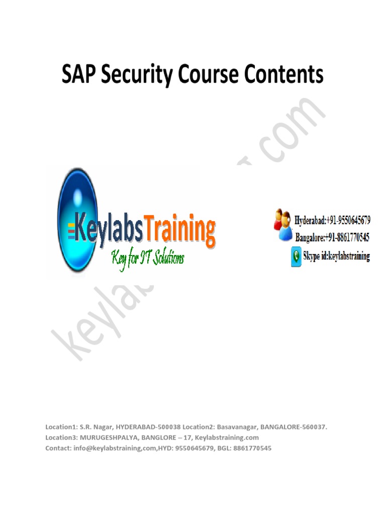 2.keylabs Training SAP Security Course Content | PDF | Business | Information Technology Management