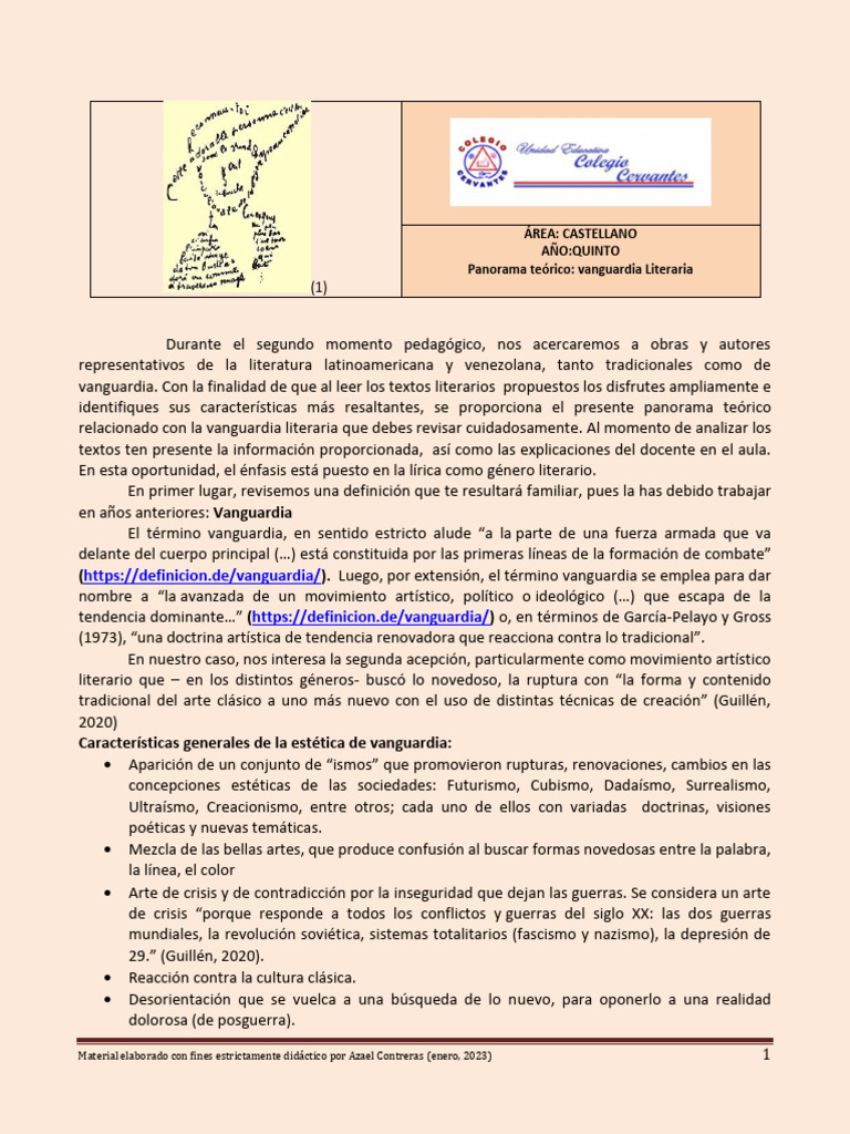 Panorama Vanguardia Literaria | PDF | Vanguardia | Poesía