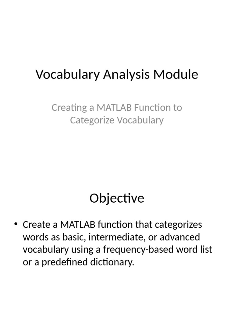 Vocabulary Analysis Module Full | PDF | Vocabulary | Usability