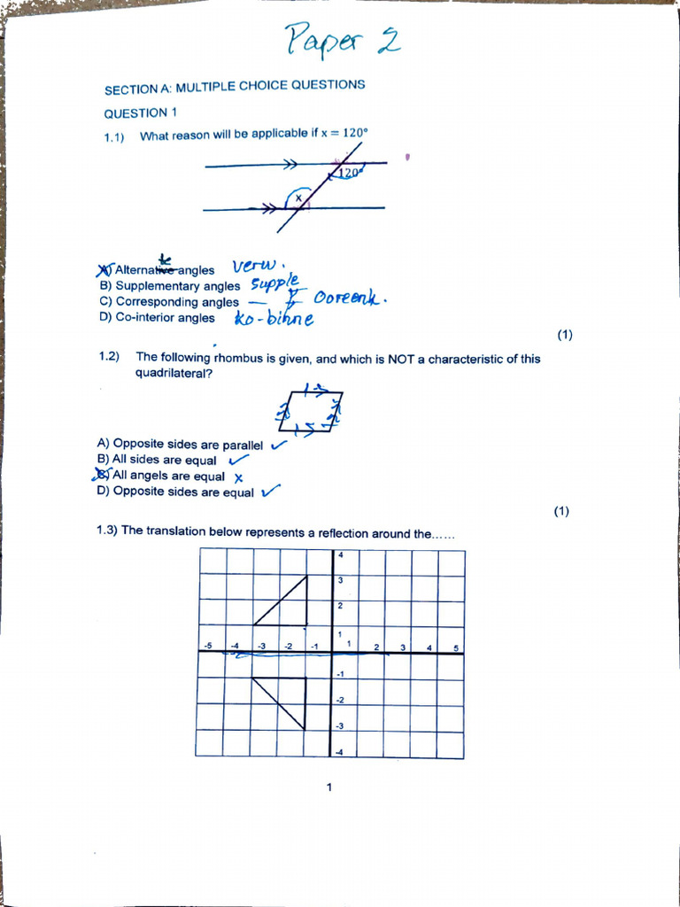 GR 9 Mock Paper 2 Memo | PDF | Area | Rectangle