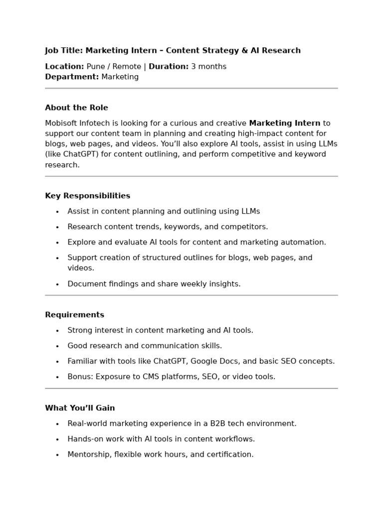 Marketing Intern | PDF