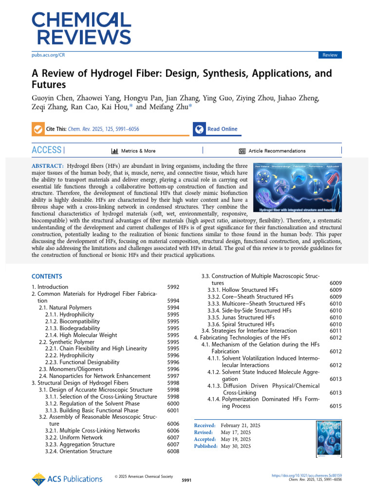 Chen Et Al 2025 A Review of Hydrogel Fiber Design Synthesis ...